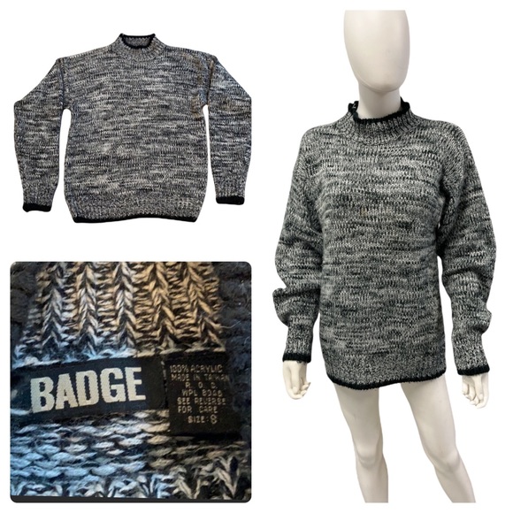Badge | Sweaters | Vintage Oversized Badge 98s Sweater Acrylic Warm ...